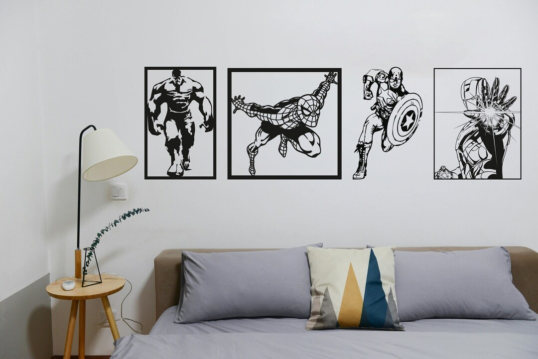 Avengers Marvel (4pcs) Svg Cut Dxf File Wall Sticker Pdf Silhouette ...