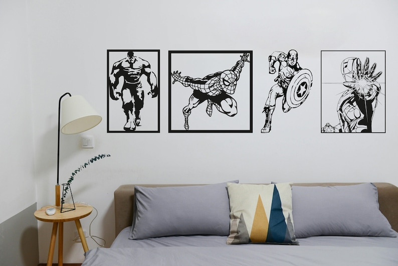 Avengers Marvel (4pcs) Svg Cut Dxf File Wall Sticker Pdf Silhouette ...