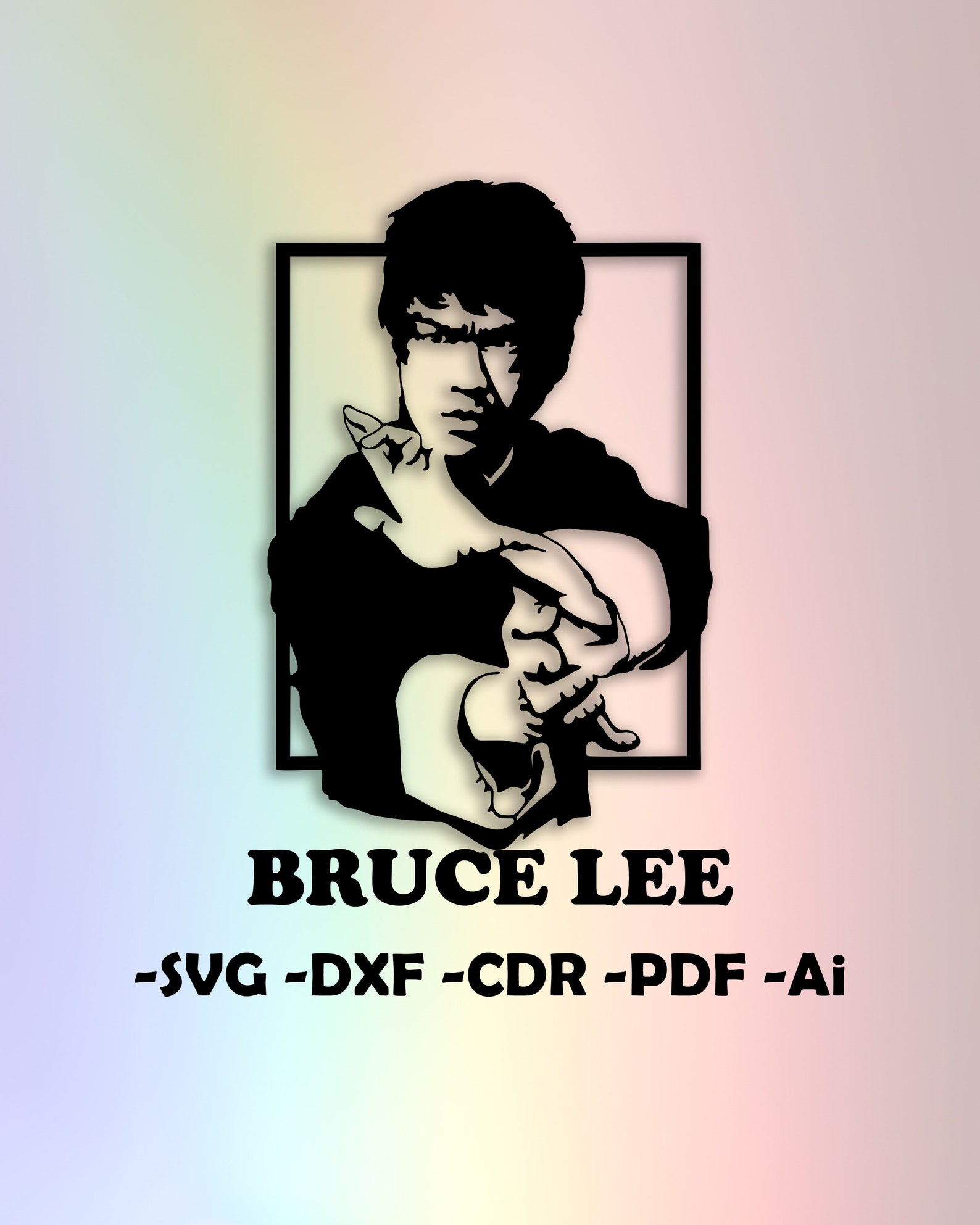 Bruce Lee Portrait Svg Cut Dxf File Wall Sticker Pdf Silhouette ...