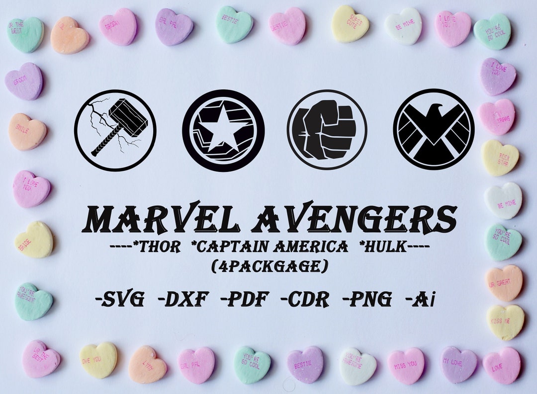 Marvel Avengers 4 Package Svg Cut Dxf File Wall Sticker Pdf Silhouette ...