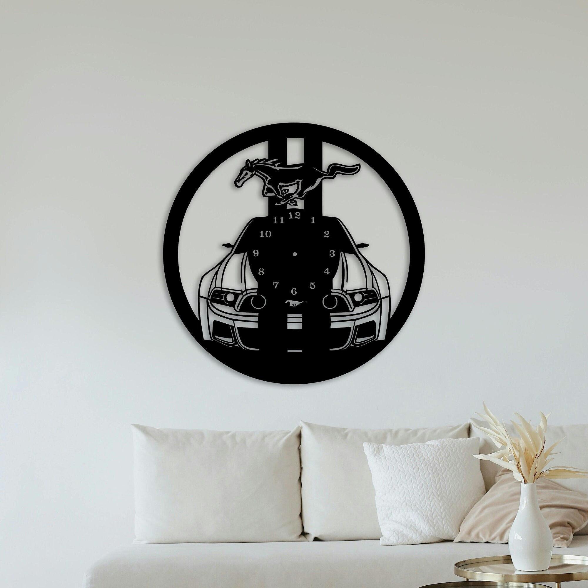Ford Mustang Clock Design Svg Cut Dxf File Wall Sticker Pdf Silhouette ...