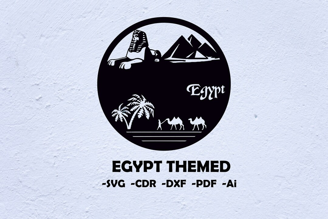 Egypt Themed Svg Cut Dxf File Wall Sticker Pdf Silhouette Engraving ...
