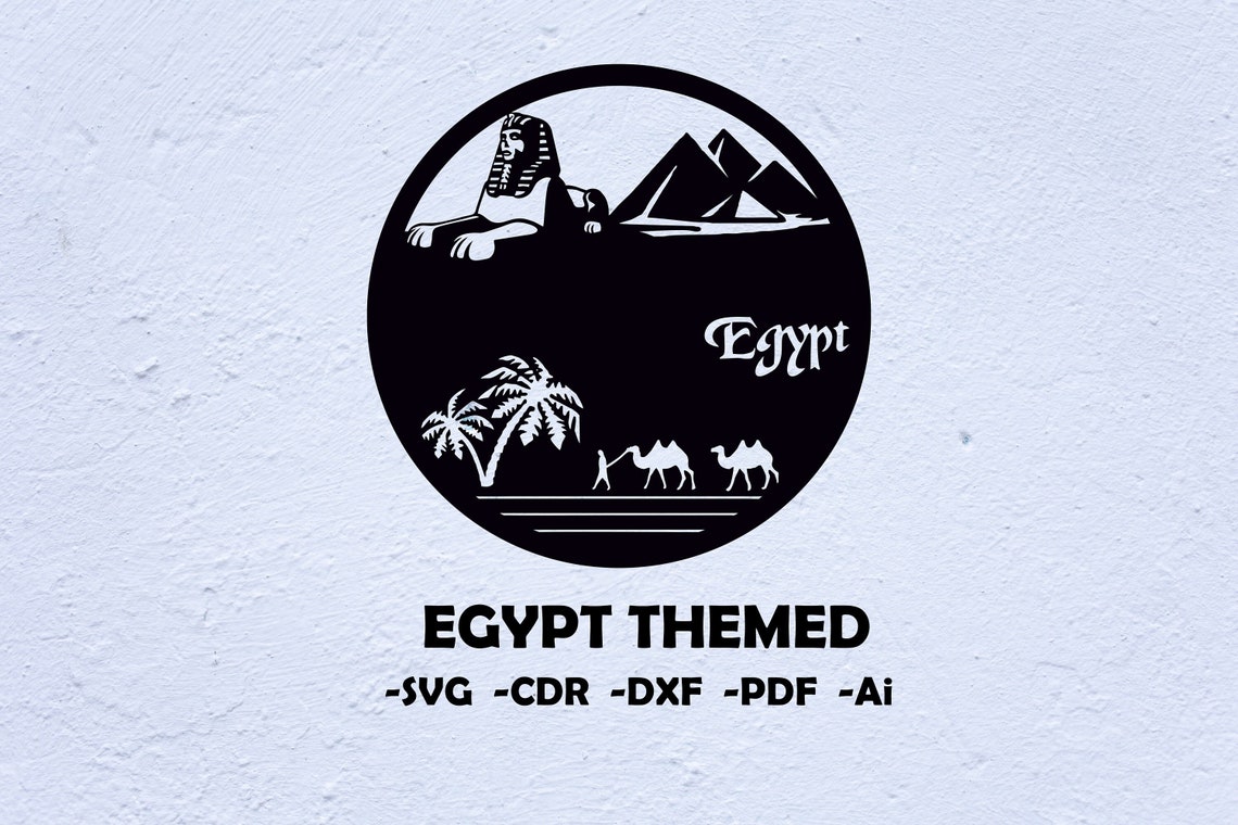 Egypt Themed Svg Cut Dxf File Wall Sticker Pdf Silhouette Engraving ...
