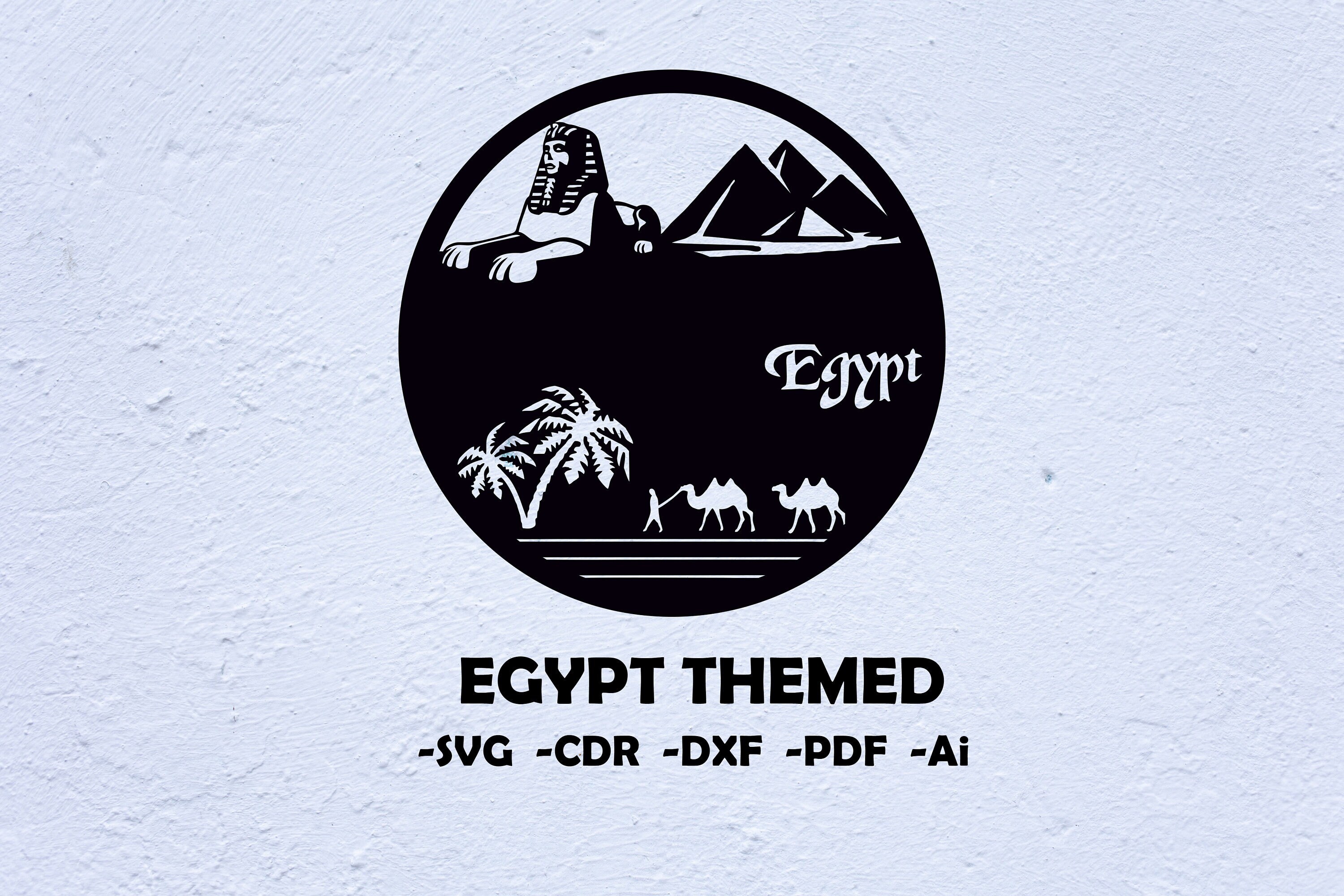 Egypt Themed Svg Cut Dxf File Wall Sticker Pdf Silhouette Engraving ...