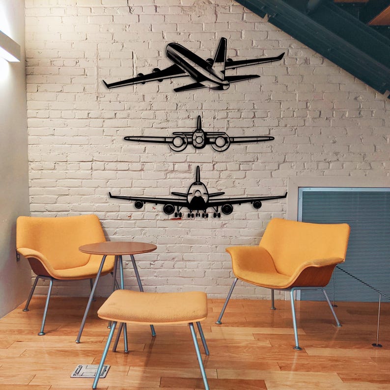 Airplanes Svg Cut Dxf File Wall Sticker Pdf Silhouette Engraving ...