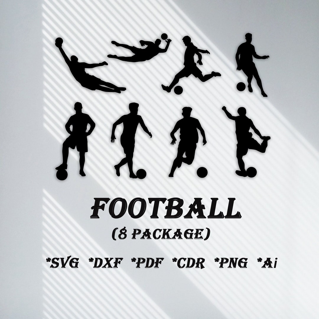 Football Bundle Package Svg Cut Dxf File Wall Sticker Pdf Silhouette ...
