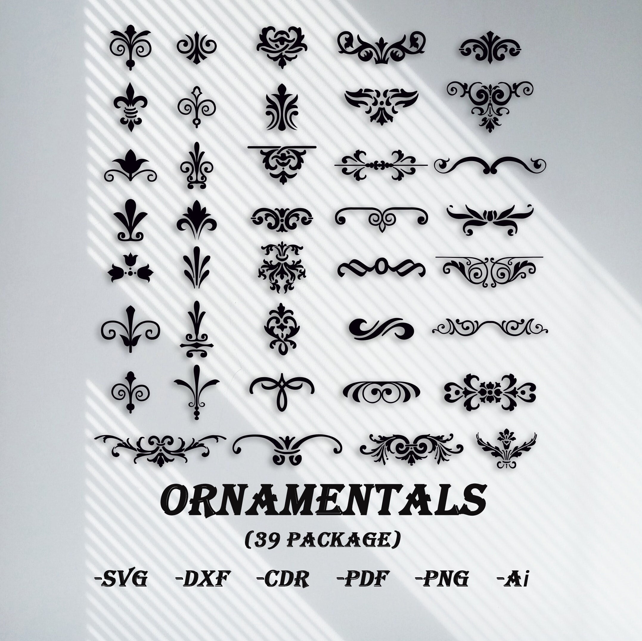 Decorative Ornamentals (39 Logos) Svg Cut Dxf File Wall Sticker Pdf ...