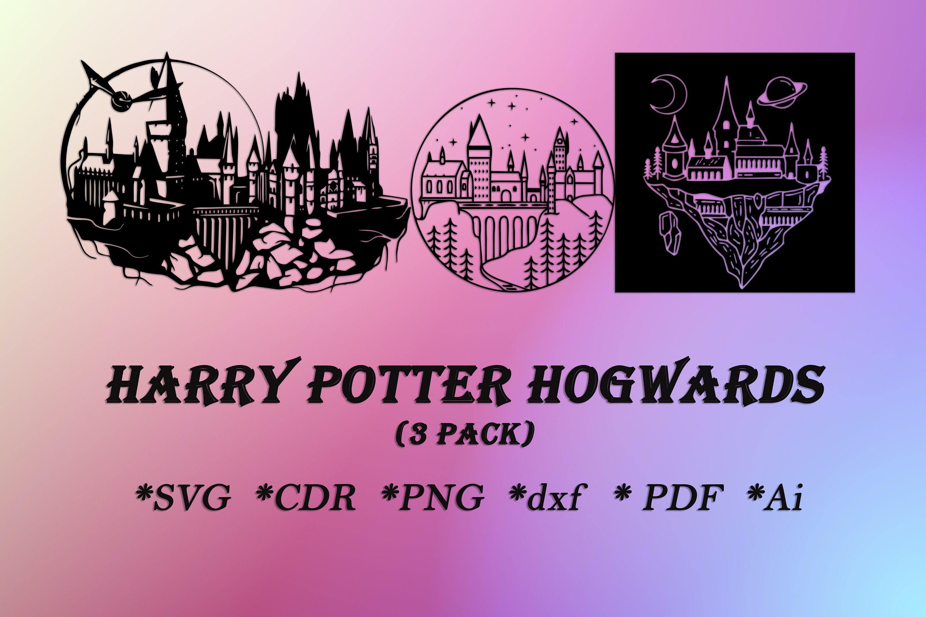 Hogwarts Logo Svg Dxf Png Harry Potter Svg Png Etsy