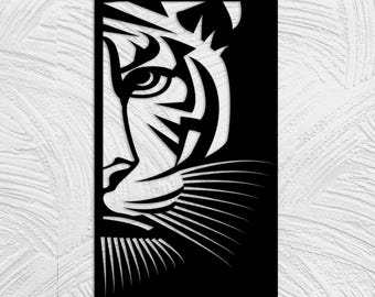 Tiger Svg, Tiger Face Svg Dxf File Wall Sticker Pdf Silhouette Template ...