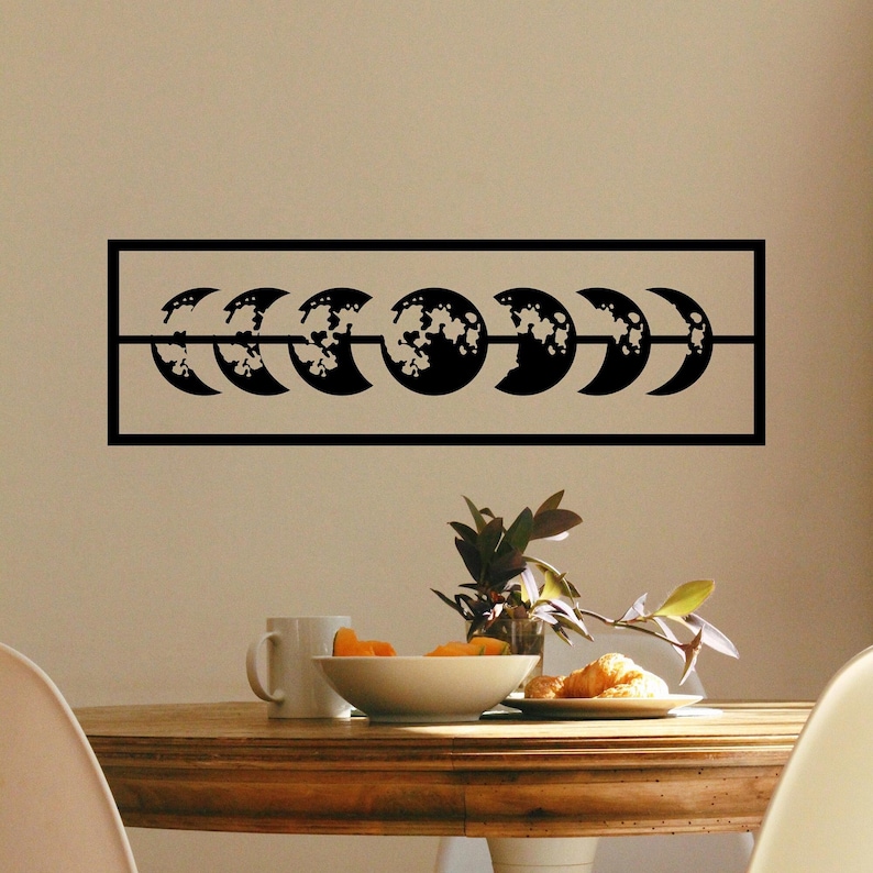 Phases of the Moon Design Cut Svg Dxf File Wall Sticker Pdf Silhouette ...
