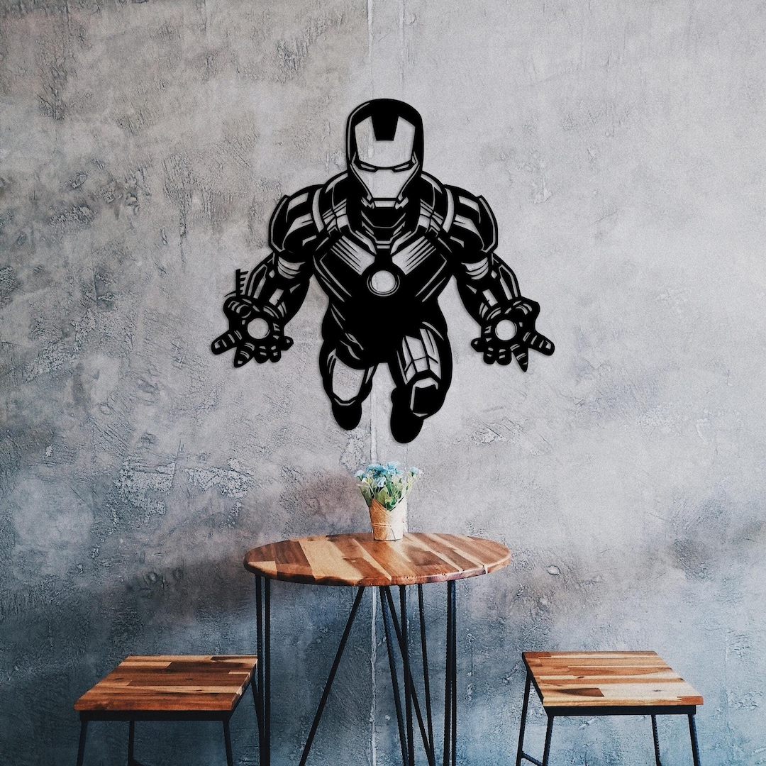 Iron Man (marvel Avengers) Design Svg Cut Dxf File Wall Sticker Pdf ...
