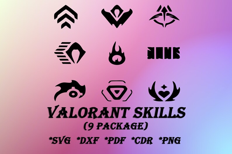Game Skills Ability (9 Pcs) Icon Svg Cut Dxf File Wall Sticker Pdf ...