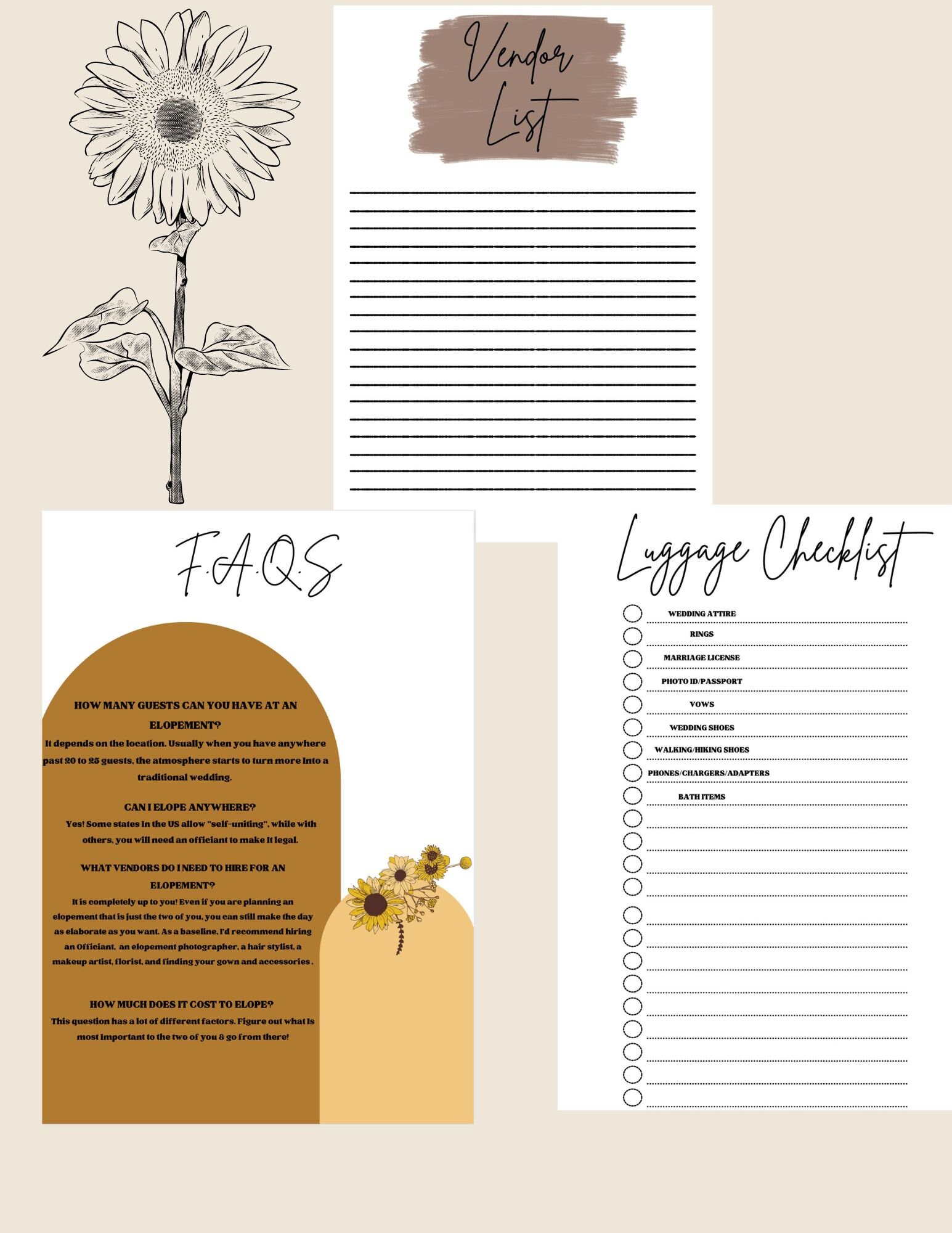 INSTANT DOWNLOAD Elopement Printable Planner - Etsy