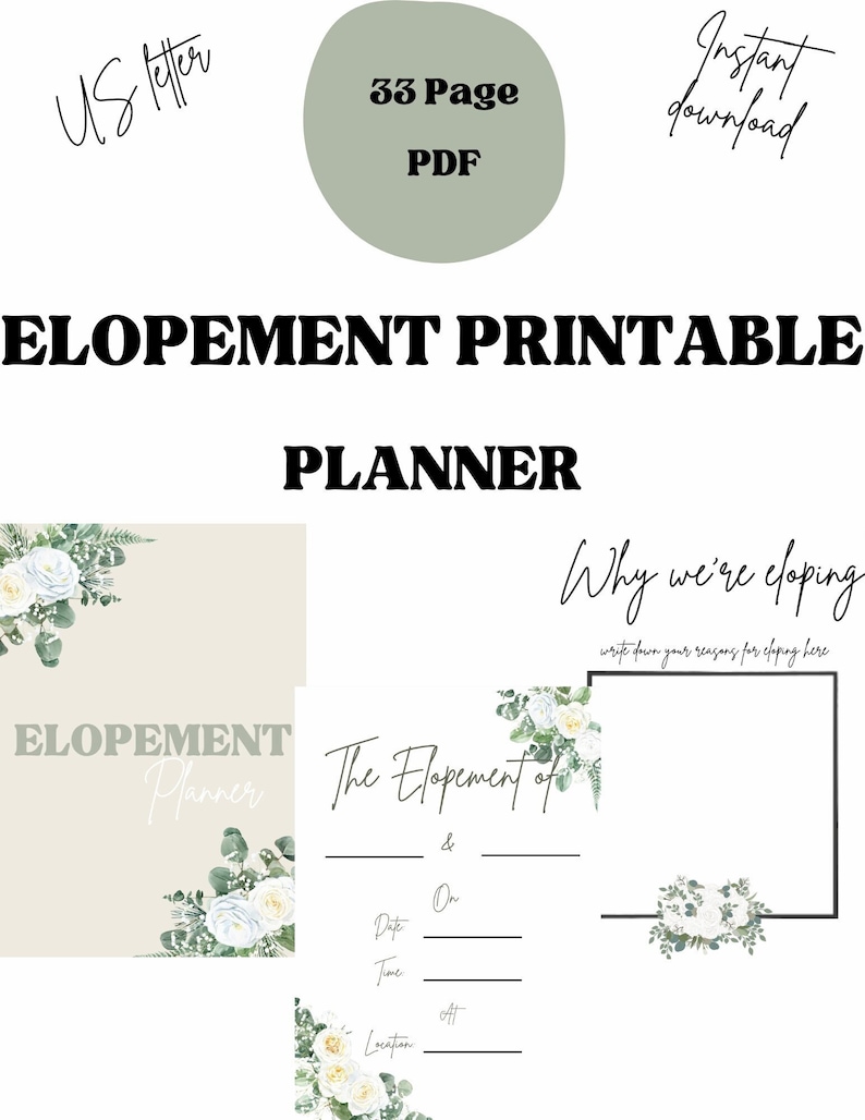 INSTANT DOWNLOAD Elopement Printable Planner - Etsy