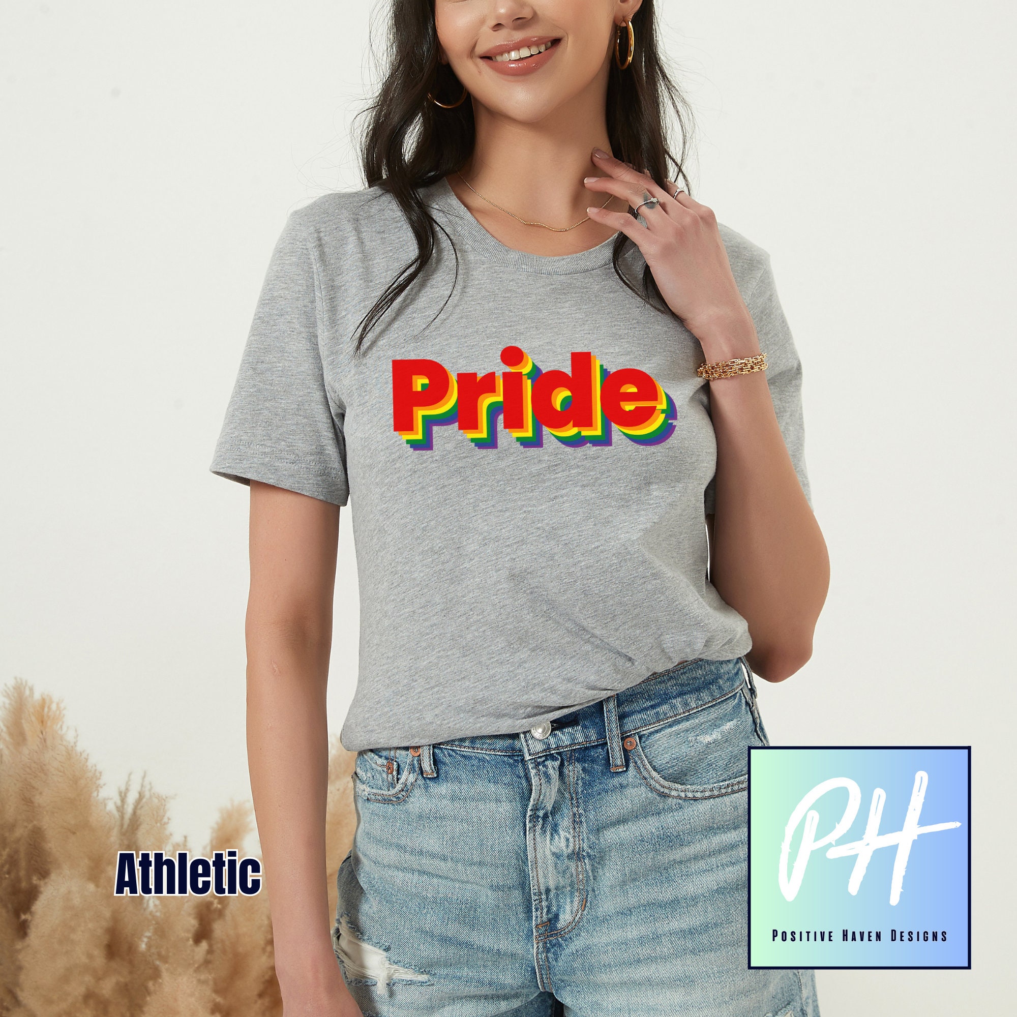 Classic Rainbow Pride Stacked Text Design Shirt, Gay Pride Shirts for ...
