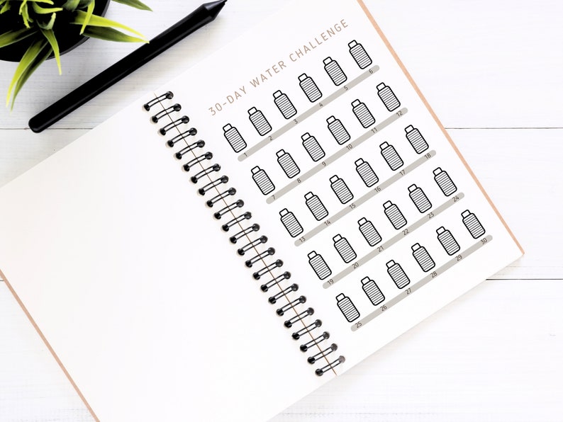 Monthly Water Tracker Printable, 30 Day Water Challenge, Hydration ...