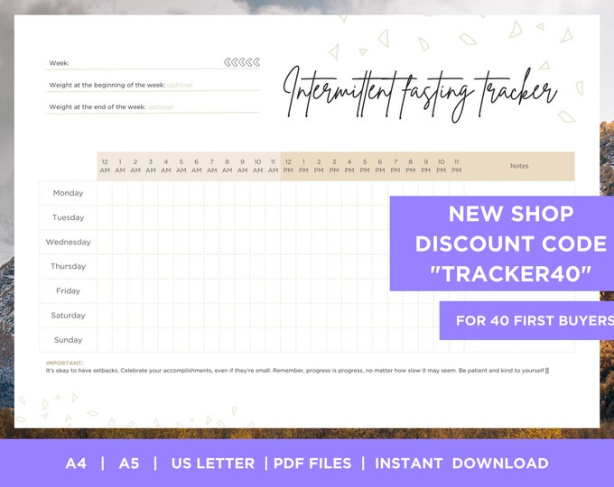Intermittent Fasting Tracker, Intermittent Fasting Chart, Weekly ...