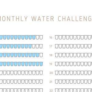 Minimal Monthly Water Tracker Printable, 30 Day Water Challenge ...