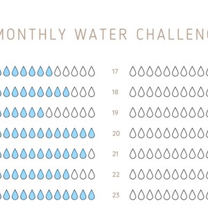 Minimal Monthly Water Tracker Printable, 30 Day Water Challenge ...