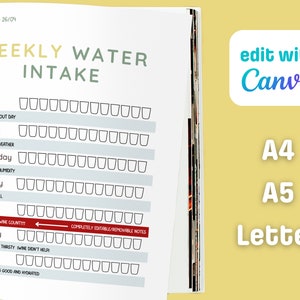 Water Tracker Printable, Weekly Water Intake Tracker, Hydration Tracker ...