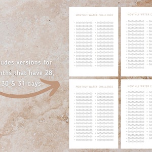 Minimal Monthly Water Tracker Printable, 30 Day Water Challenge ...