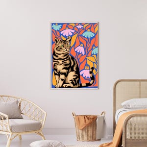 Vivid Color Cat Poster - Etsy