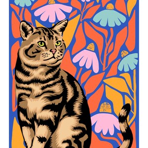 Vivid Color Cat Poster - Etsy