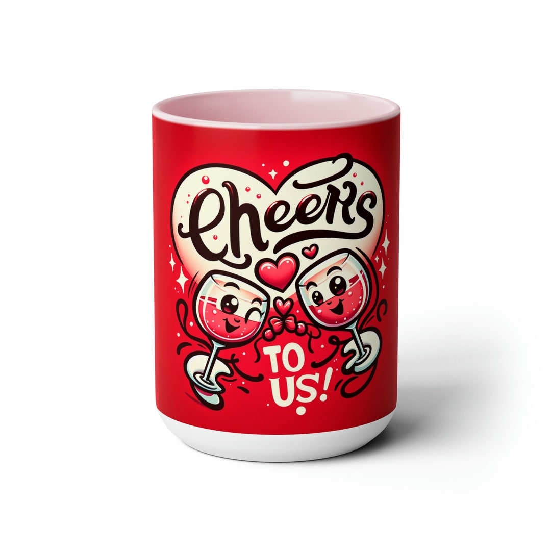 15oz Coffee Mugs - Cheers to Us - Letter Print Pattern - Cartoon ...