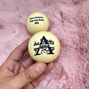 Your Name Monogram Custom Pool and Billiard Cue Ball - Great Gift for Birthday, Personalized Cue ...