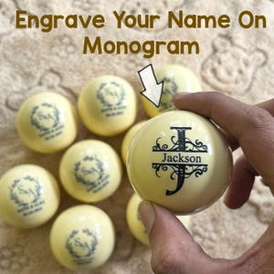 Your Name Monogram Custom Pool and Billiard Cue Ball - Great Gift for ...