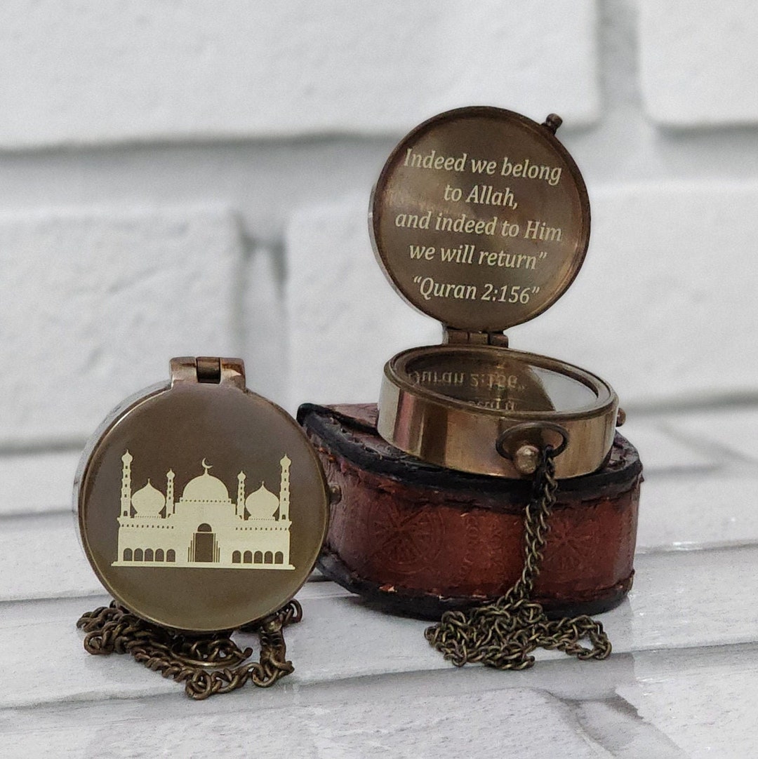 Engraved Compass for Muslim Friend, Eid Mubarak Gift, Islamic Wedding ...