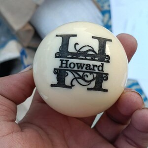 Your Name Monogram Custom Pool and Billiard Cue Ball - Great Gift for Birthday, Personalized Cue ...