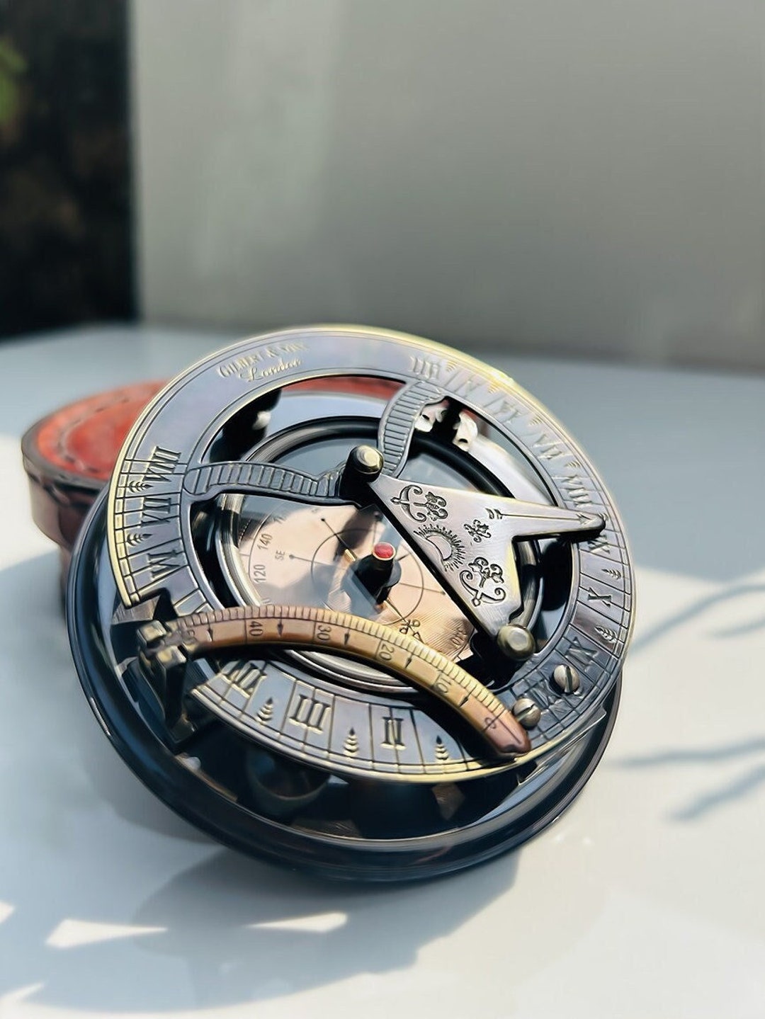 Personalized Working Sundial Compass Brass Compass Anniversary Gift ...