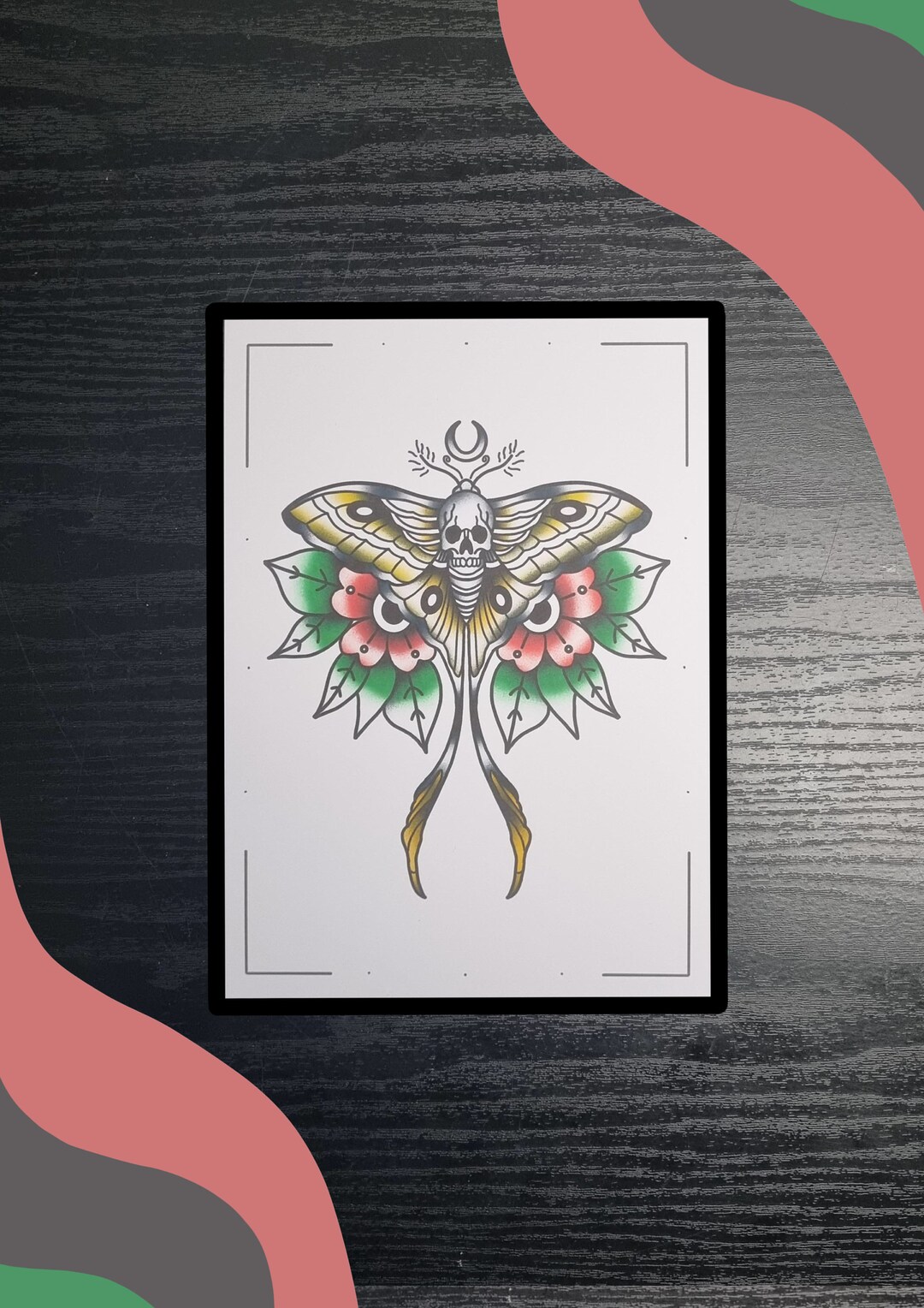Death Moth Traditional Tattoo Print A5 Wall Art Poster - Etsy