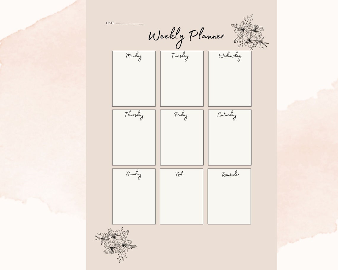 Printable Weekly Planner/ Digital Planner/ Weekly Schedule PDF ...