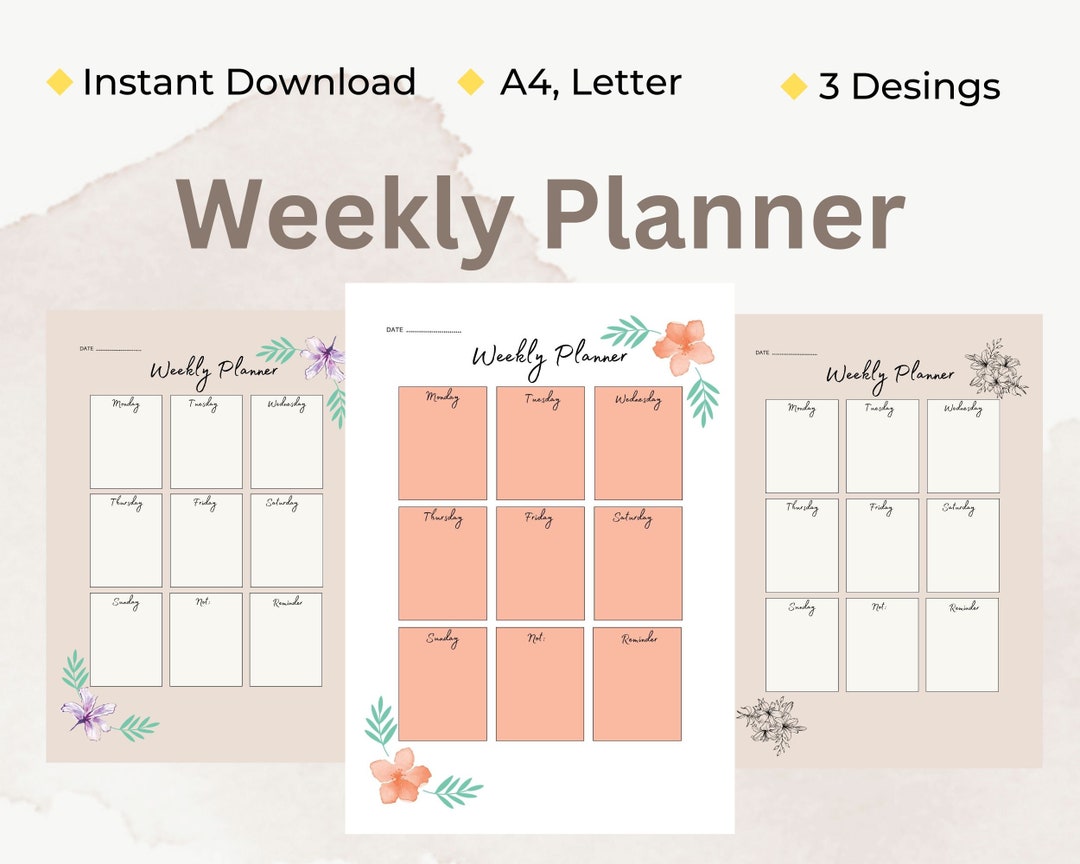 Printable Weekly Planner/ Digital Planner/ Weekly Schedule PDF ...