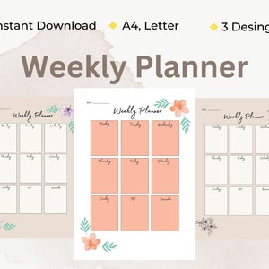 Printable Weekly Planner/ Digital Planner/ Weekly Schedule PDF ...