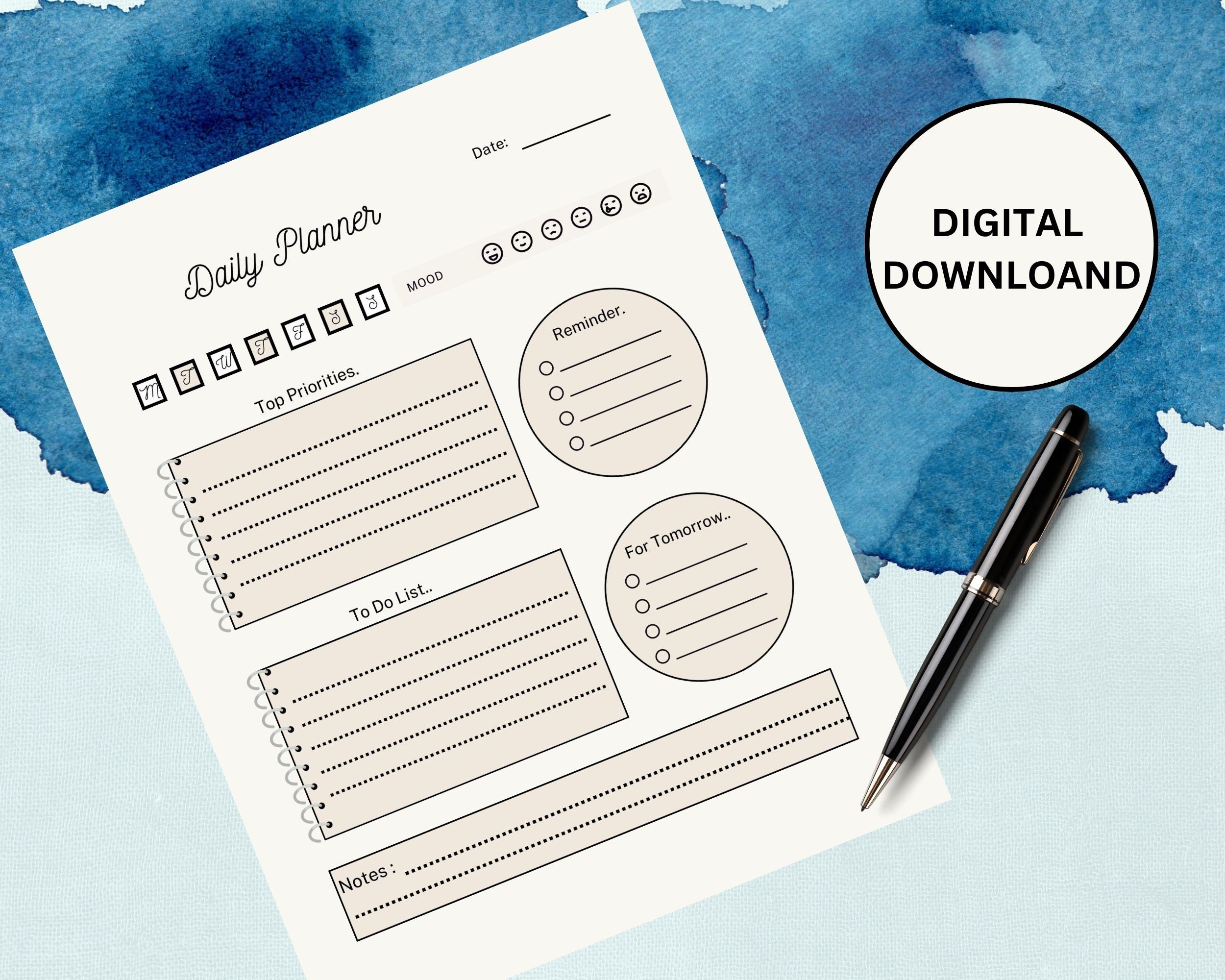 Beige Minimalist Daily Planner/ Digital Planner / Daily Planner ...