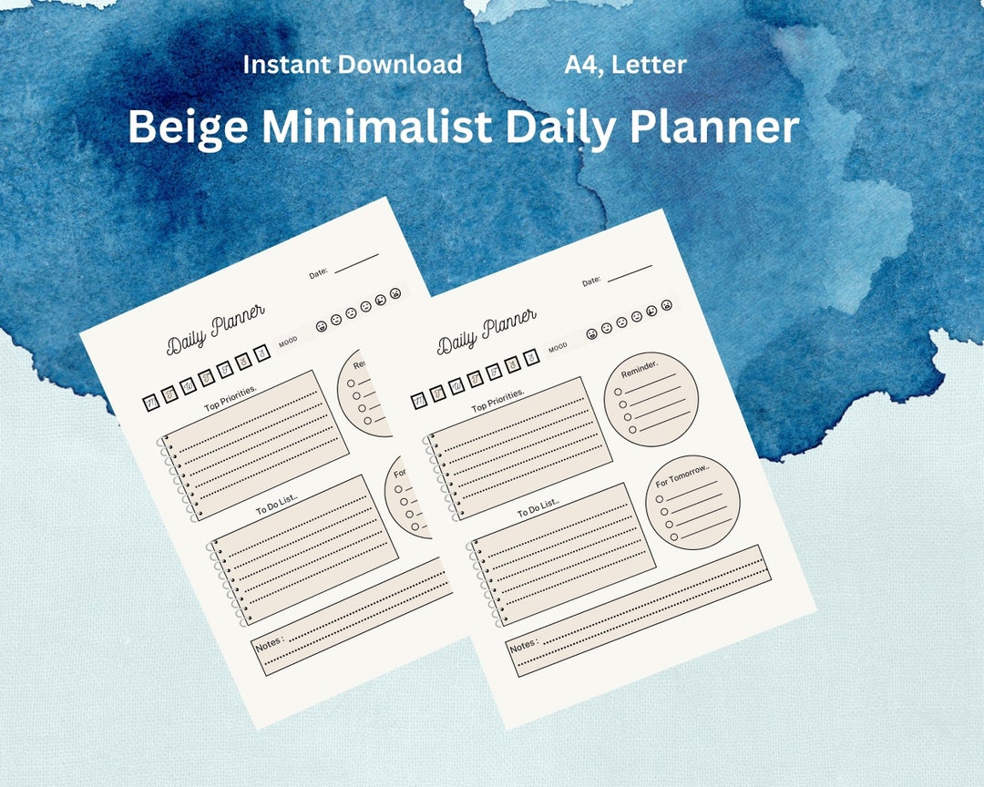 Beige Minimalist Daily Planner/ Digital Planner / Daily Planner ...