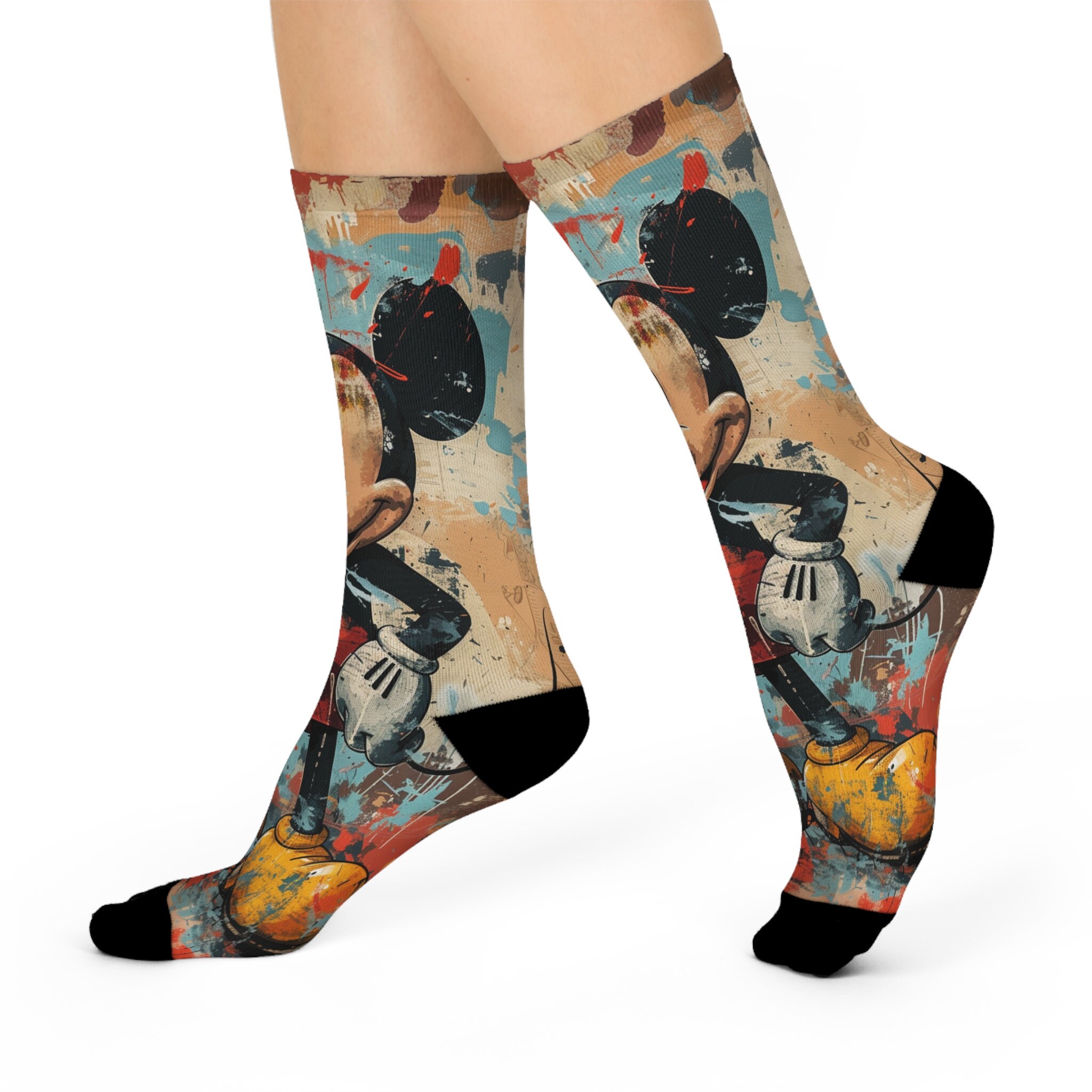 Mickey Mouse Socks - Cushioned Crew Socks - Colorful Mickey Mouse ...