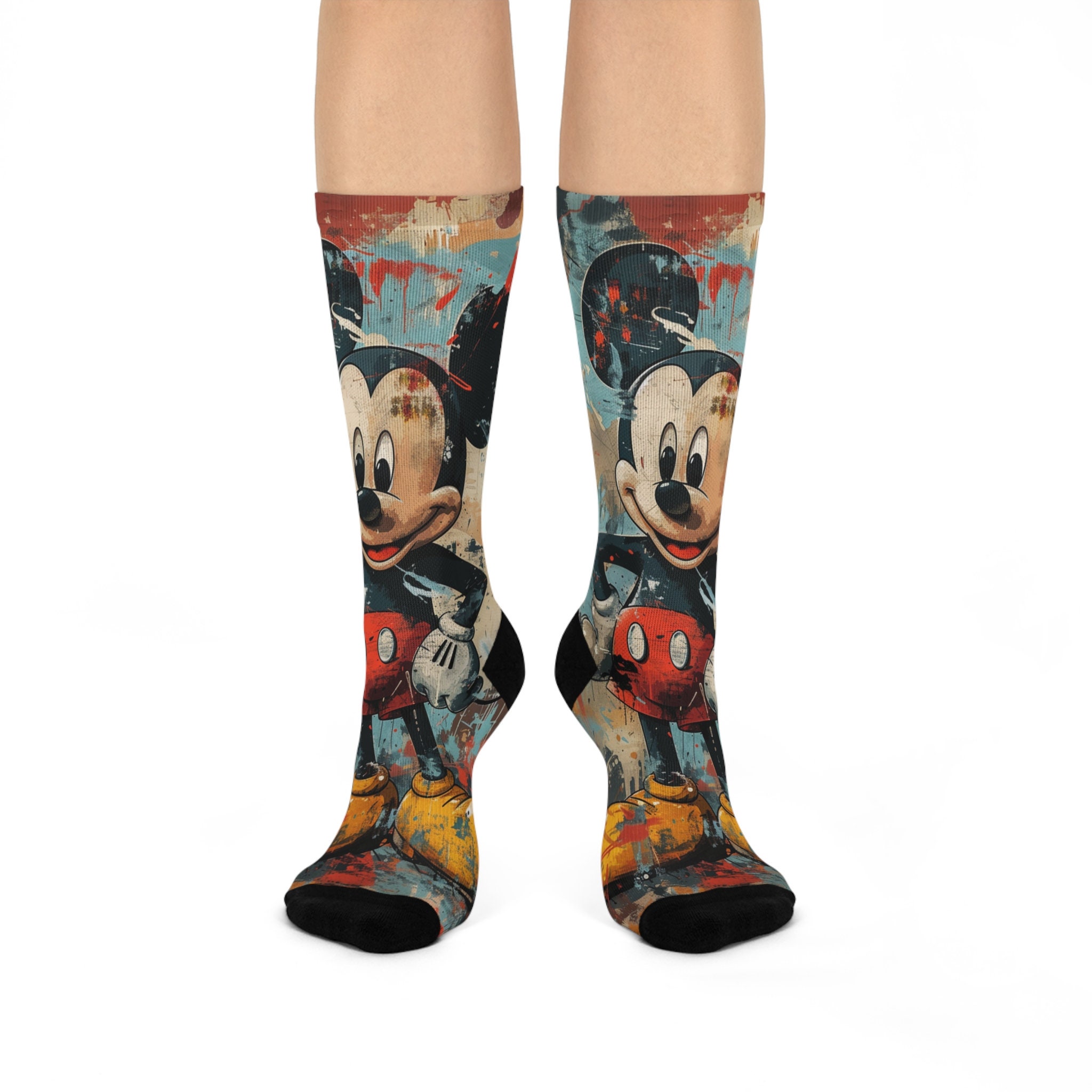 Mickey Mouse Socks - Cushioned Crew Socks - Colorful Mickey Mouse ...