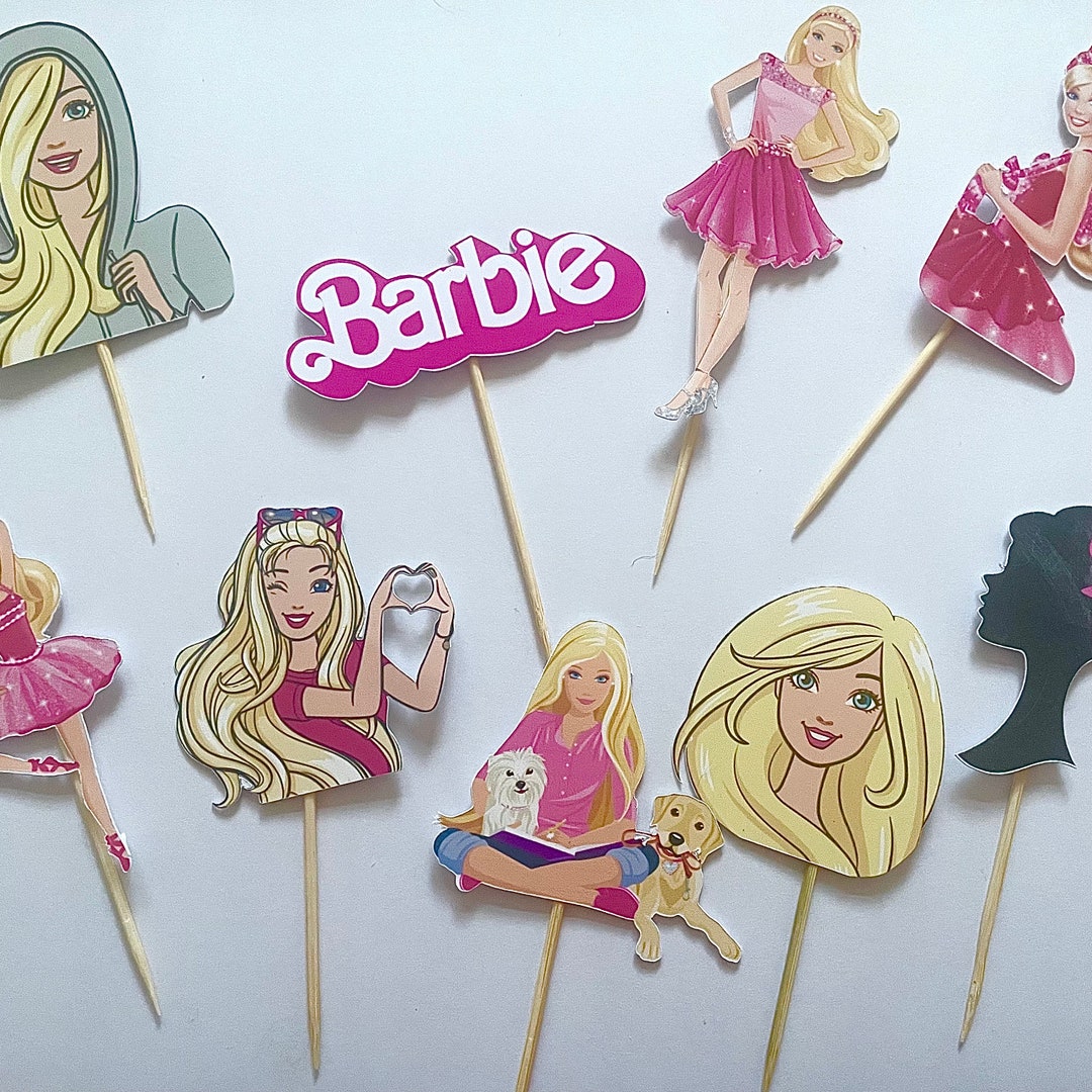 9 Barbie Birthday Cupcake Toppers Cake Topper para tortas de - Etsy España