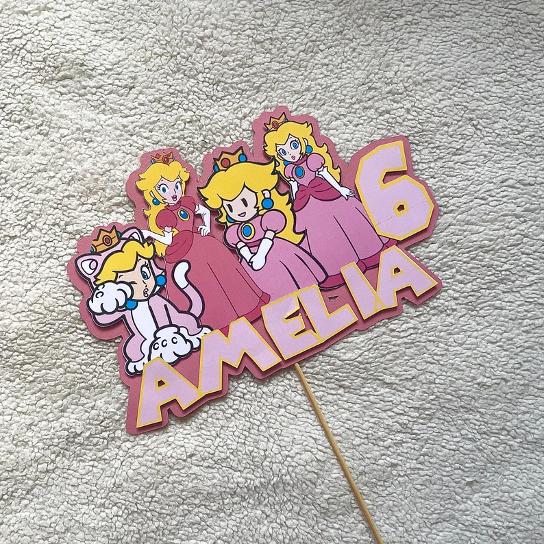 Princess Peach Birthday Cake Topper Boy & Girl for Birthday - Etsy