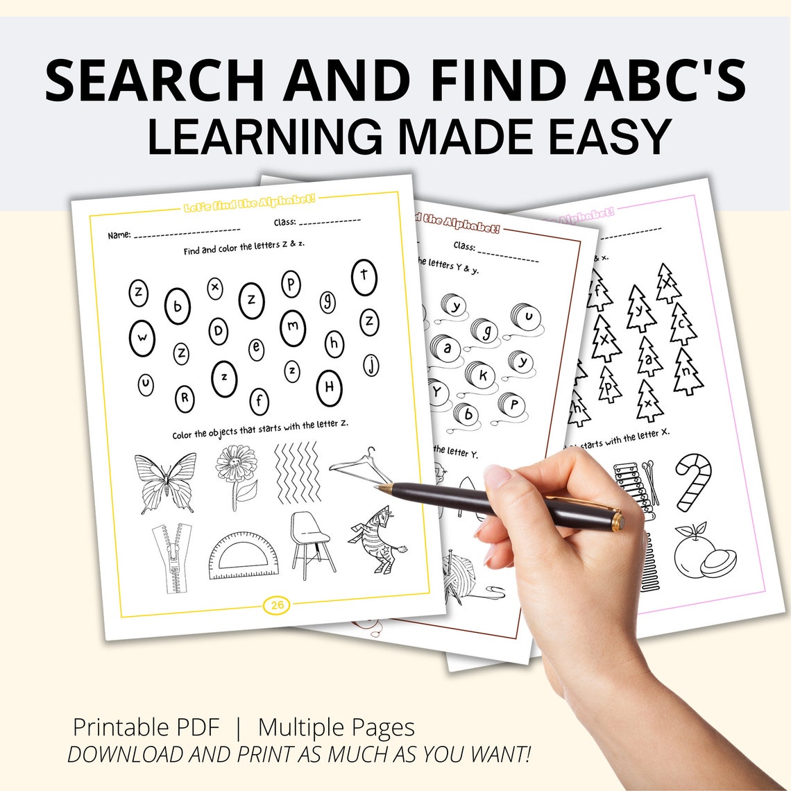 Alphabet Letter Printable, Alphabet Matching Printable, Tracing ...