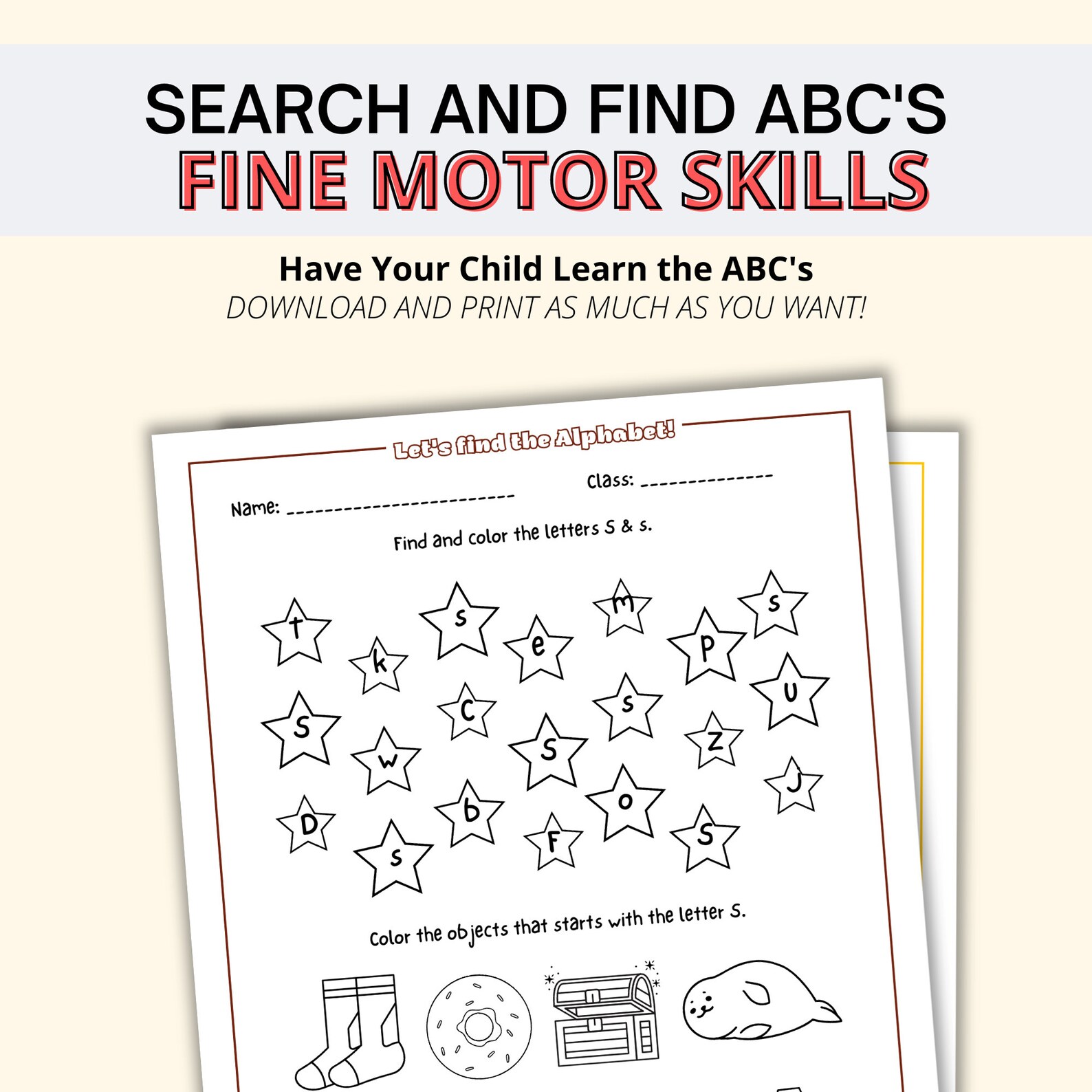 Alphabet Letter Printable, Alphabet Matching Printable, Tracing ...