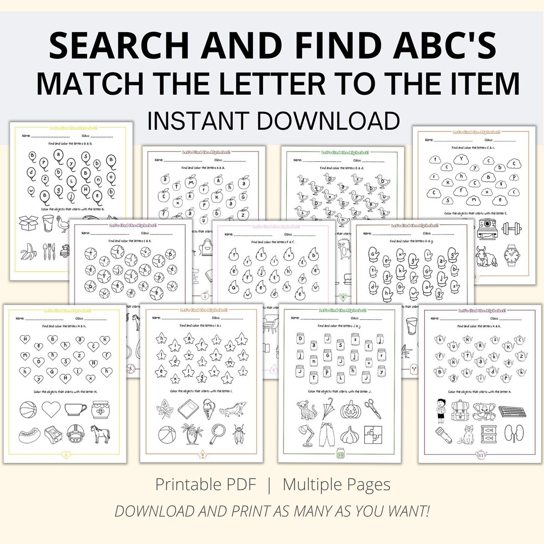 Alphabet Letter Printable, Alphabet Matching Printable, Tracing ...