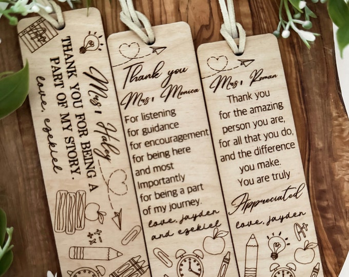 Teacher Appreciation Gift, End of Year Gift Idea, Teacher Bookmark ...
