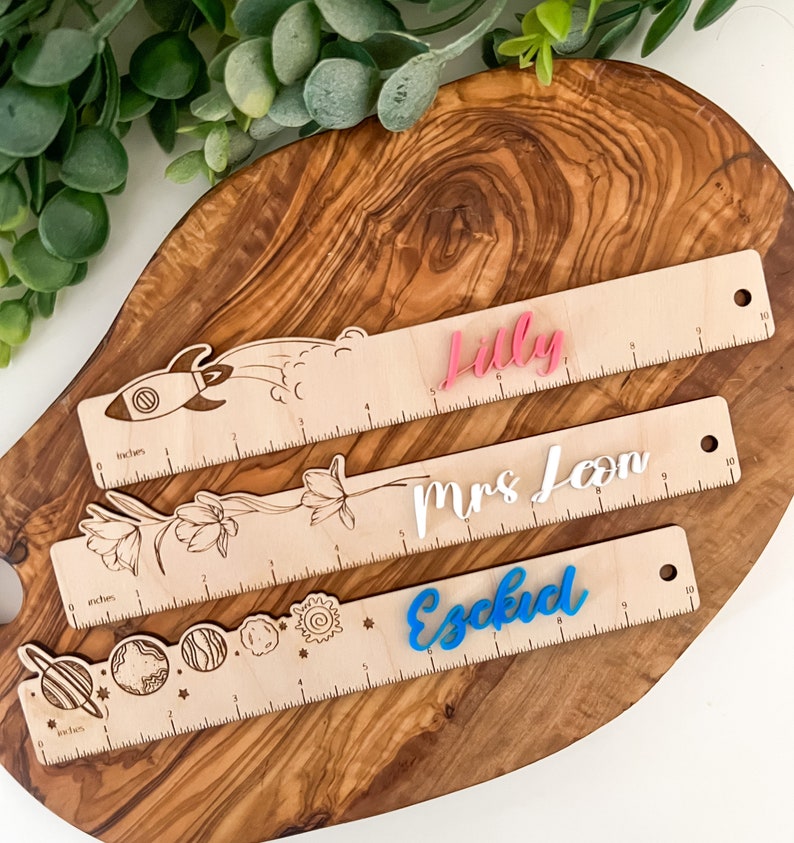 Personalized Ruler, Wood Ruler, School Wood Ruler, Engraved Ruler, Back ...
