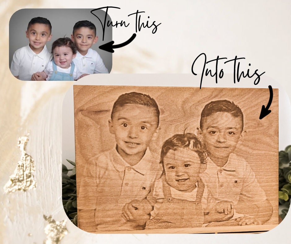 Laser Engraved Photo on Wood, Family Burning Wooden Photo Frame ...