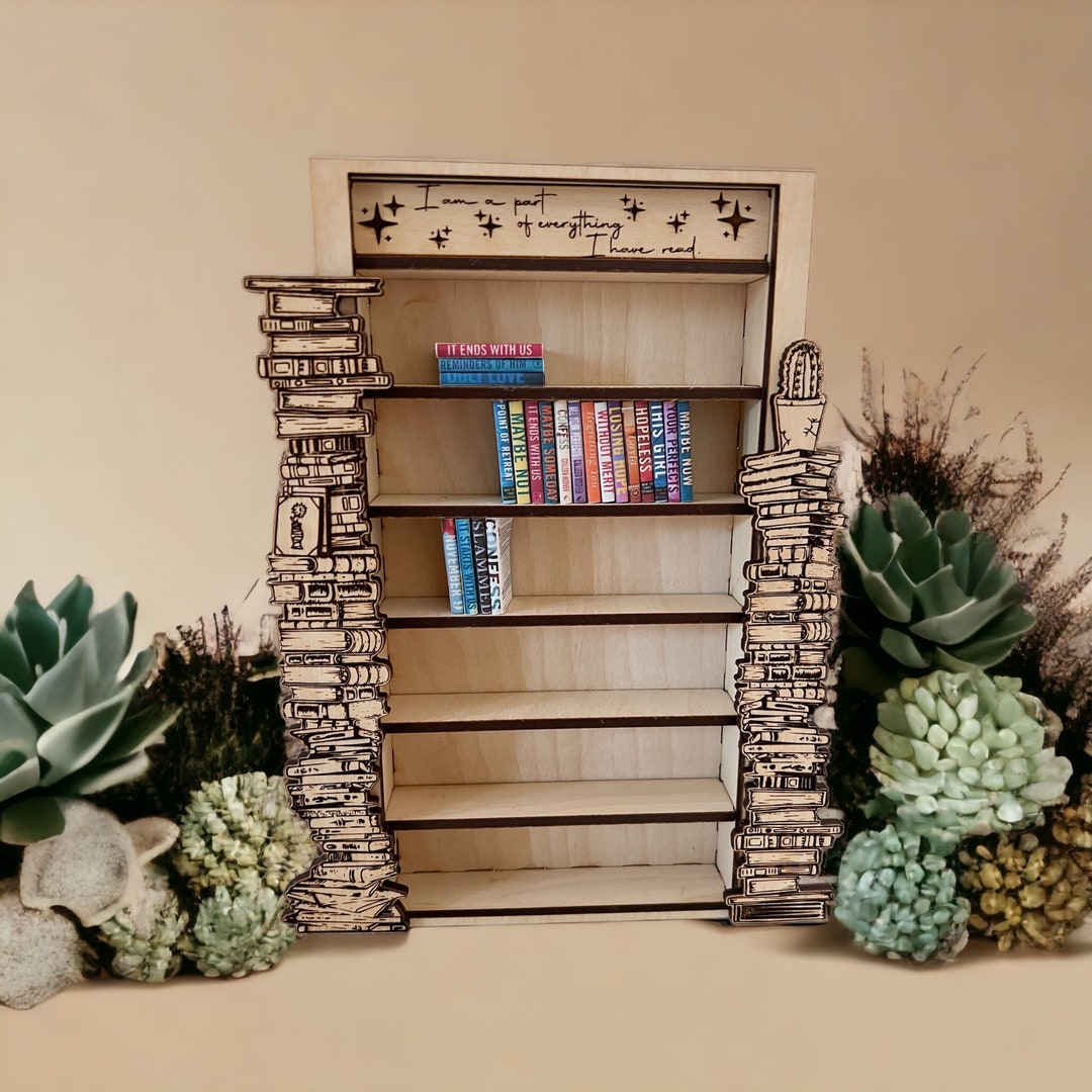Cactus Miniature Bookshelf| Mini Bookcase| Books| Book Lovers| Read| Laser Cut| Handmade| Wood ...